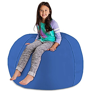 Posh Stuffable Kids Stuffed Animal Storage Bean Bag Chair Cover - Childrens Toy Organizer, X-Large 48" - Solid Royal Blue