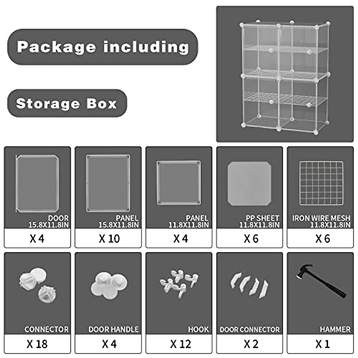 Annualring 8-Cube Stackable Shoe Organizer Clear Plastic Shoe Storage Rack Durable Modular Shoe Cabinet with Door Display Box Shoe Container Clear Closet Shelf Shoe Organizer