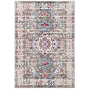 SAFAVIEH Madison Collection 3' x 5' Taupe / Ivory MAD468E Boho Chic Medallion Distressed Non-Shedding Living Room Bedroom Accent Rug