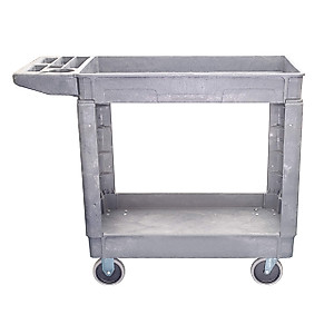 550lb Capacity Heavy Duty Plastic Utility Cart 40" L x 17-1/4" W with Handle 2 Shelves Pake Handling Tools