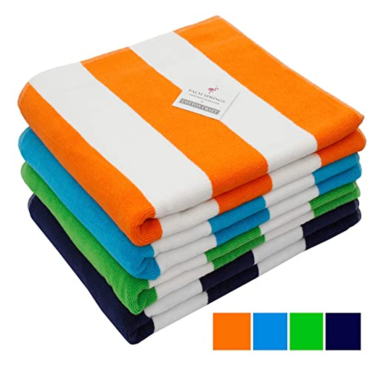 COTTON CRAFT Pool Lounge Chair Cover - 2 Pack - Chaise Beach Picnic Spa Towel - Cabana Stripe - Soft Premium Ringspun Terry Cotton - Oversized - 32 inch Wide x 82 inch Long with 7 inch Pocket – Aqua