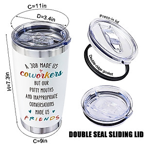 Work Besties Gifts for Women Coworker - Job Made Us Coworker, Funny, Going Away, Farewell, Leaving, Retirement, Friendship, Christmas Gift for Work Mom Bestie, 20 Oz Vacuum Insulated Tumbler