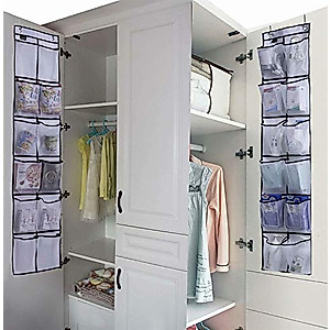 NXqilixiang Over The Door Shoe Organizer Hanging Shoe Hanger with 12 Large Clear Mesh Pockets for Narrow Closet Door for Storage Men Sneakers Women High Heeled Shoes Slippers kids toy White 2 Pack