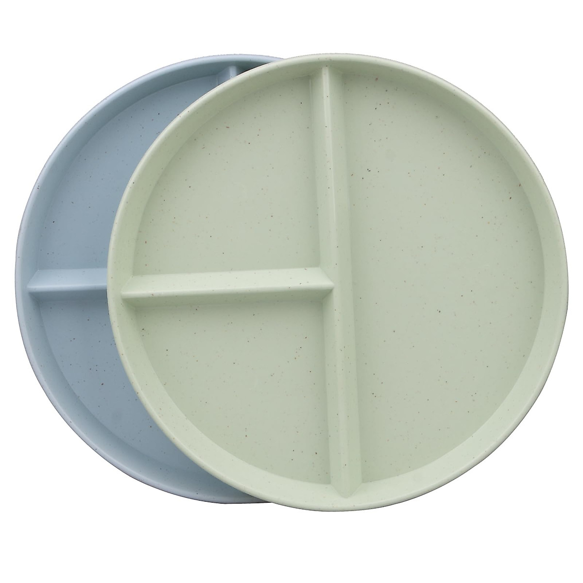 2Pack 9 Inch Portion Control Plates, Divided Plates for Adults, Round Bariatric Dinner Plate for Adults, Dishwasher Safe (Blue & Green)
