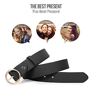 SUOSDEY Women Leather Belts,Plus Size Fashion Soft Faux Leather Jeans Belts with O-Ring Buckle,black