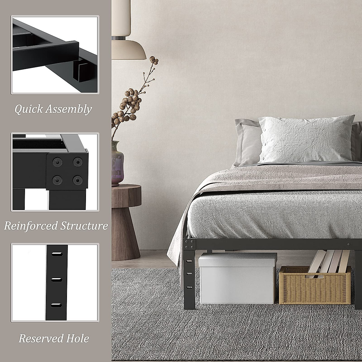 Goltriever 14 Inch California King Bed Frame Metal, Platform Bed Frame California King Size, Easy Assembly, Heavy Duty, No Box Spring Needed