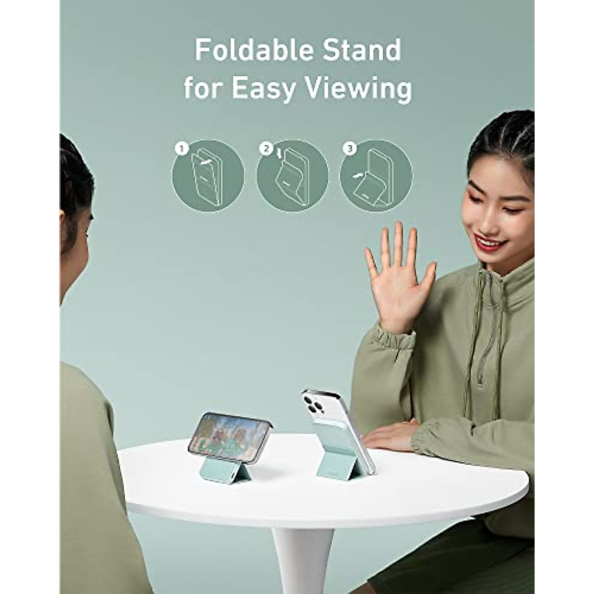 Anker 622 Magnetic Battery (MagGo), 5,000mAh Foldable Magnetic Wireless Portable Charger with Stand and USB-C Port (On The Side), Magsafe-Compatible for iPhone 15/14/13 Series