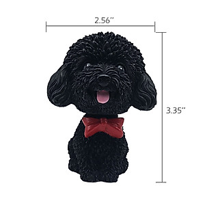 IBWell Mini Bobbing-Head Dog for Car Dash Board Decor,Dashboard Doggy Puppy Teddy Toy with Adhesive Tab（Poodle） (Black)