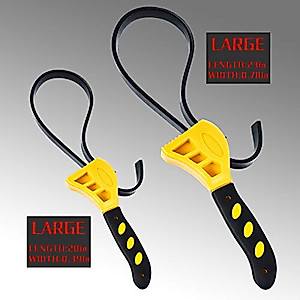 Trepot 2 pcs Universal Rubber Strap Wrench,oil Filter Adjustable Wrench set,Jar Opener Pipe Multifunctional Wrench Tools for mechanics Plumber.
