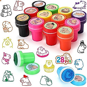 28pcs Capybara Party Stamp for Kids, Cute Capybara Self Inking Stampers Great for Birthday Favors Rewards Goody Bag Stuffers Classroom Crafts DIY Card Making