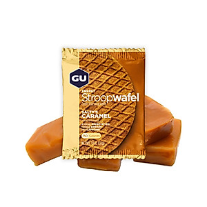 GU Energy Stroopwafel Salty's Caramel Sports Nutrition Waffle, Caffeine-Free, and Kosher dairy, On-the-Go Energy for Any Workout, 16 Count