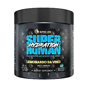 Alpha Lion Superhuman Hydration, Great Tasting Sugar Free Drink Mix, Six Essential Electrolytes, Increase Hydration and Performance, Trace Minerals Vital for Recovery (45 Servings, Sweet Lemonade)