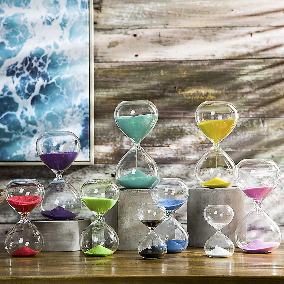 Hourglass Timer 5/15/30 Minutes Sand Clock Durable Glass Hourglass Timer for Romantic Mantel Office Desk Decor Birthday Gift Kids Games (5 Minutes, White)