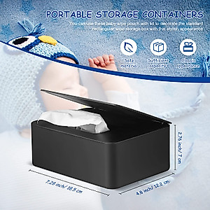 2 Pieces Baby Wipes Dispenser Baby Wipe Case Holder Wet Wipes Storage Box Pouch with Lids Dustproof Wipe Container for Keeping Wipes Fresh for Home Office (Black, White)