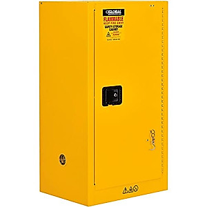 Global Industrial Flammable Cabinet, Self Close Single Door, 16 Gallon, 23"Wx18"Dx44"H