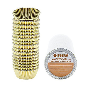 Gifbera Mini Foil Baking Cups Gold, 300-Count Bright Foil Paper Gold Cupcake Liners Mini Size
