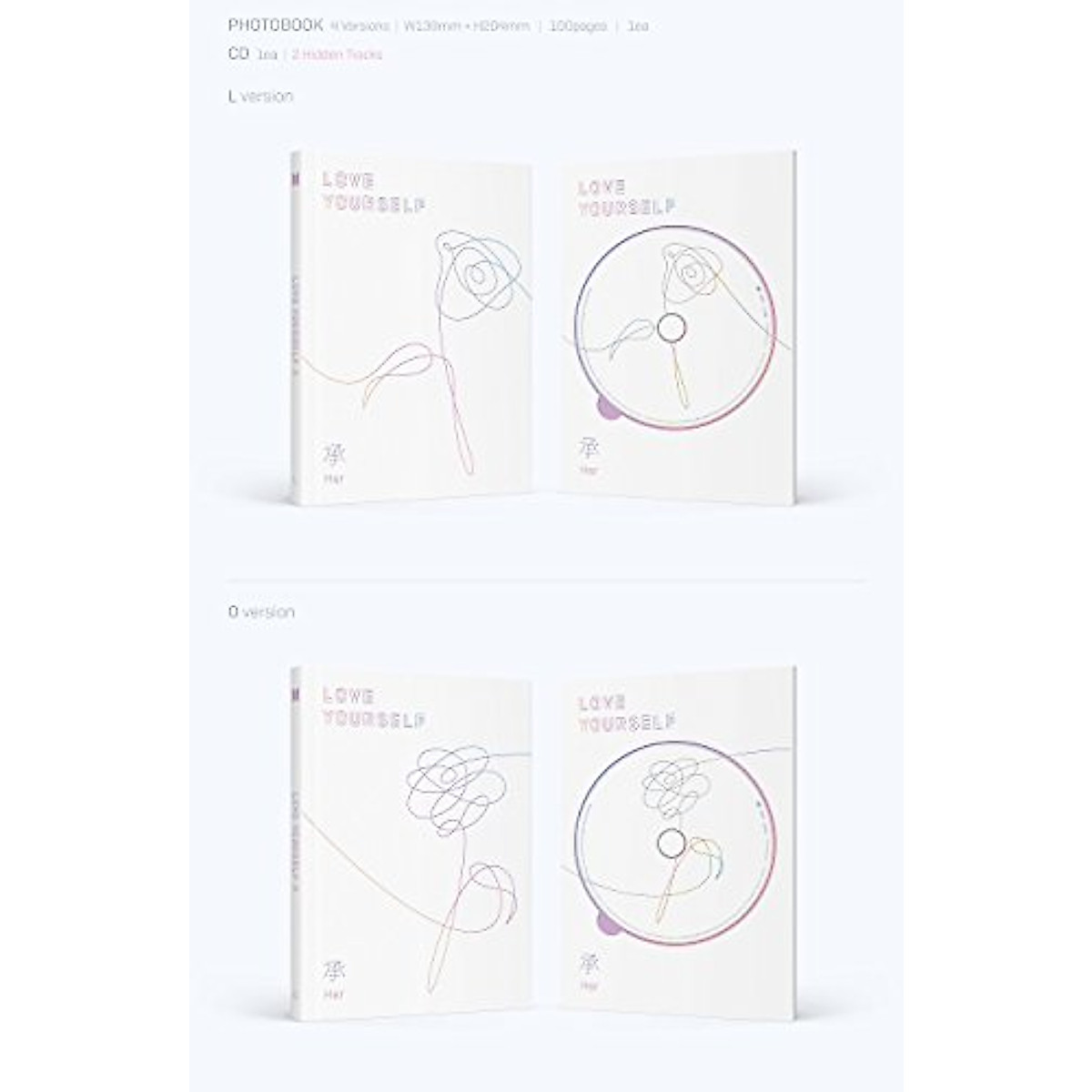 BTS - Love Yourself 承 [Her] [O ver.] with Photobook, Photocard, Official Folded Poster(O ver.), Extra photocard