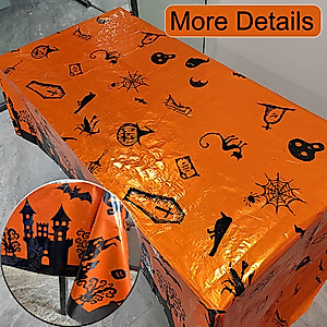 IAXSEE 3 Packs Waterproof Halloween Tablecloth, Rectangle Disposable Table Cover Plastic Table Cloths for Halloween Party Decoration Supplies, 54 x 73 inches