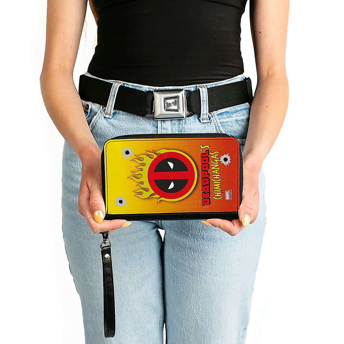 Buckle-Down Women's PU Zip Around Wallet Rectangle-Deadpool, 7.5"x4.5"