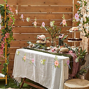 Cheerland 16ft Floral Garland Fairy Theme Hanging Decorations Woodland Paper Banner Garden Garlands Spring Enchanted Kids Birthday Fairies Themed Wall Decor Pink Baby Shower Party Favors