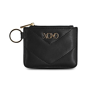 XOXO Women’s Wallet Mini Black Vegan Leather Quilted Pattern Key Card Id Coin Case, XW321356G-42-A02