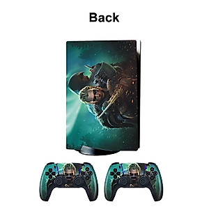 Skin for Console (P-S5 Digital Version) and Controllers Vinyl Sticker, Durable, Scratch Resistant, Bubble-Free, Compatible with Play-Station 5(Digital Edition) Green
