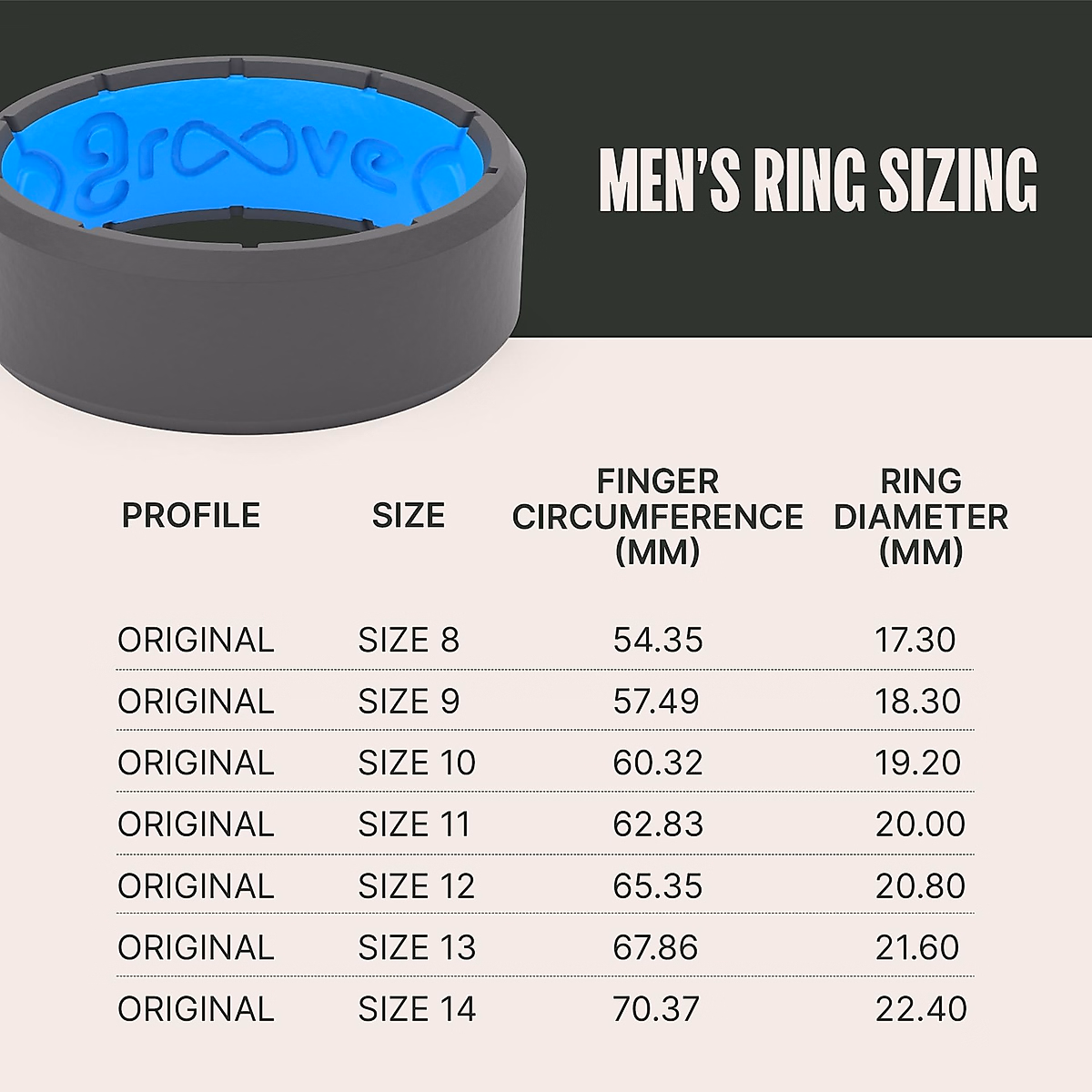Groove Life Edge Deep Stone/Blue Silicone Ring - Breathable Rubber Wedding Rings for Men, Lifetime Coverage, Unique Design, Comfort Fit Ring - Size 11