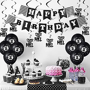 10 Pieces Over The Hill Party Supplies Hanging Swirls 20 Pieces Hill Printed Latex Balloons Round Party Decorations Black Over The Hill Decorations Over The Hill 50th Birthday Decorations for Party