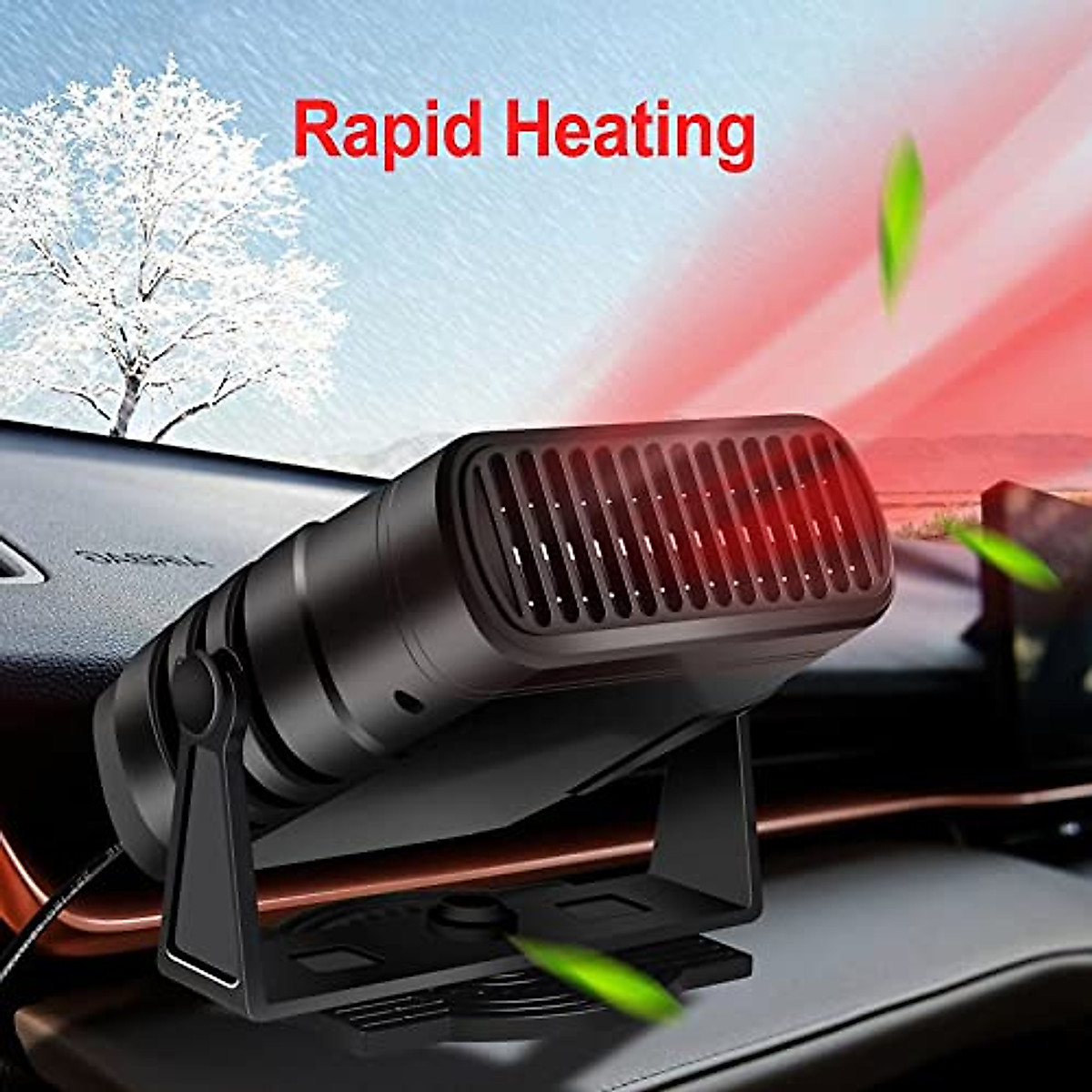 Car Heater 2 in 1 Auto Car Windshield Portable Heater Cooling Fan 12V 120W Auto Defogger 360° Rotatable Fast Heating Quickly Defrost…