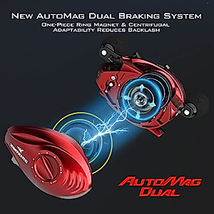 KastKing MegaJaws Baitcasting Reel,9.1:1 Gear Ratio,Left Handed Fishing Reel,New Compact Design,Predator Red