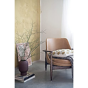 Bloomingville Square Cotton Printed Slub Tufting Pillow, Chartreuse & Grey