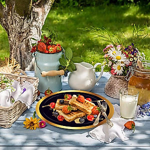 24 Pcs 7" 50th Birthday Paper Plates 50th Birthday Black Gold Party Supplies Disposable Paper Dessert Plates for Men Women Anniversary Birthday Party Decorations