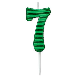 Papyrus Number 7 Birthday Candle, Green Stripes (1-Count)