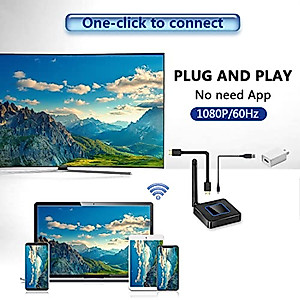 Wireless HDMI,Receiver Dongle Display Adapter,Anycast 4K Decoding Plug and Play Support Airplay, Miracast, DLNA Transmit Video /Audio from Android, iOS, Windows and MacOS to TV / Projector