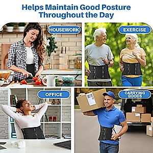 ONETWOFIT Lumbar Support Belt, Back Brace for Women Men, Back Support Belt with Lumbar Pad Black OT049801