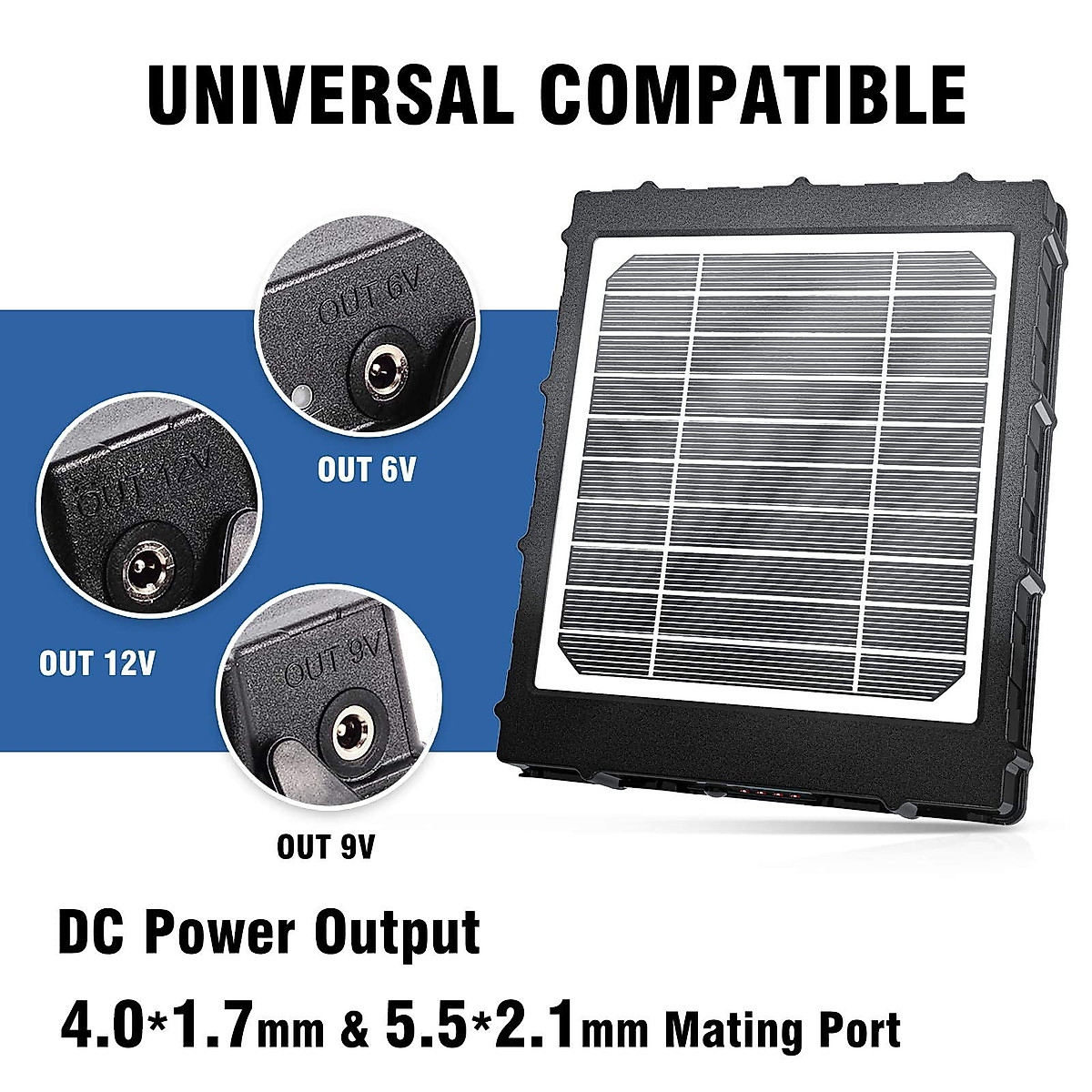 X-TRACKER Trail Camera Solar Panel: Universal Solar Battery Charger - 12v | 9v | 6v dc Solar Panel for Game Cam