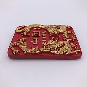 Chinese Dragon 3D Refrigerator Magnet China Souvenirs Sticker,Beautiful Myth China Fridge Magnet,Red Home and Kitchen Decoration