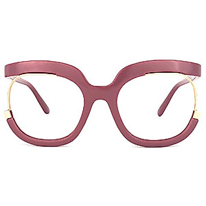 VOOGLAM Oversized Red Square Eyeglasses Glasses for Women with Clear Lens Fredia OX739865-05