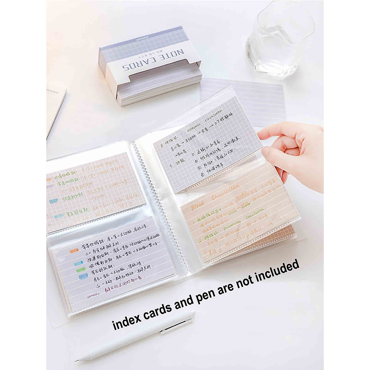 YOAVIP 3x5 Index Cards Clear Plastic Holder Organizer Pouches Book Binder 40 Page Hold 160 Cards