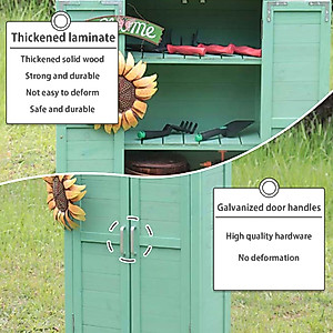 Outdoor Storage Cabinet, Wood Storage Cabinet, Garden Patio Storage Cabinet, Outside Garden Tool Cabinet Shed with Removable Shelf, Tool Shed with Double Doors, for Backyard, Garden, Patio