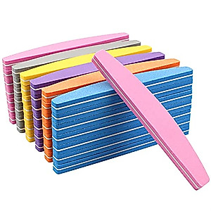 zenglingliang Nail Buffer Sanding Block 50pcs Sponge Sandpaper Nail Files for Manicure Nail Buffer Block 100/180 Colorful Boat Sanding Foam Emery Board Nail File (Color : Purple)