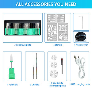 PTUI Electric Engraving Pen with 36 Bits, USB Rechargeable Cordless Engraving Machine, Portable DIY Rotary Engraver for Jewelry Wood Glass Stone Carving