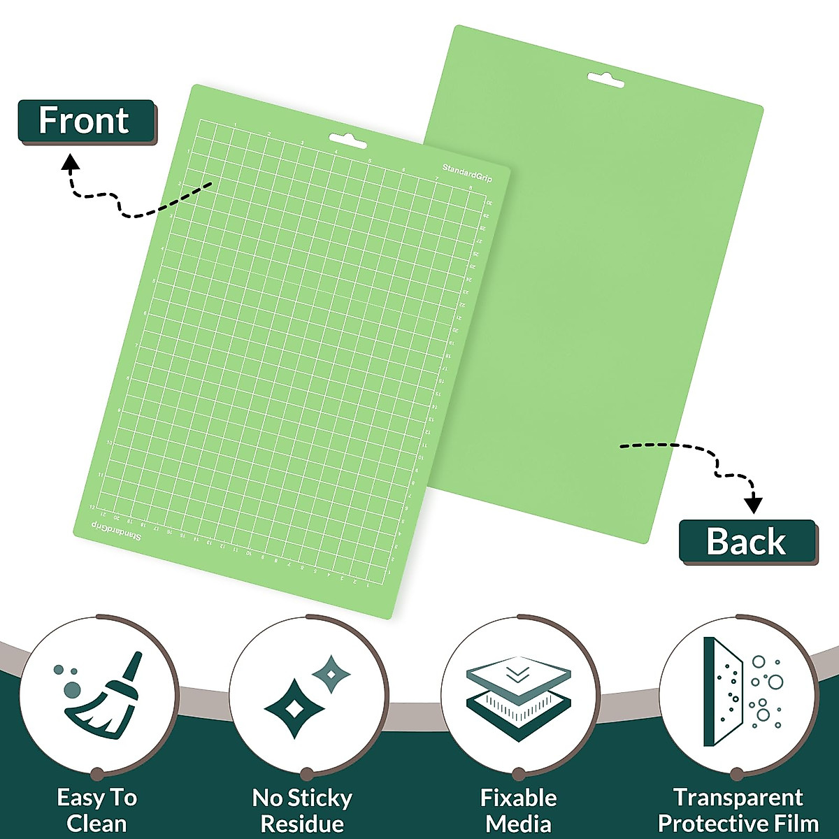 WISYOK 12x8.5 Inch Cutting Mats for Cricut Joy Xtra, 2 Pack Standard Grip Reusable Adhesive Cutting Mats for Crafts, Quilting, Sewing