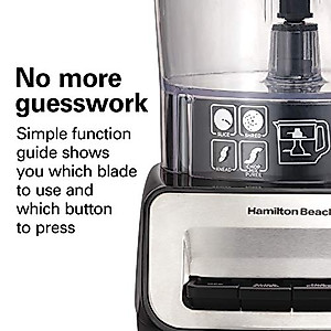 Hamilton Beach Stack & Snap Food Processor and Vegetable Chopper, BPA Free, Stainless Steel Blades, 14 Cup + 4-Cup Mini Bowls, 3-Speed 500 Watt Motor, Black (70585)