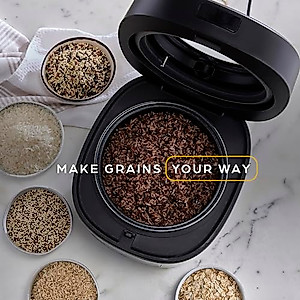 West Bend Programmable Rice & Grain Cooker with 7 Preset Functions, Includes Delay Start and Keep Warm, Features Easy View Window & Steam Basket, 12 Cups Cooked (6 Uncooked), Black