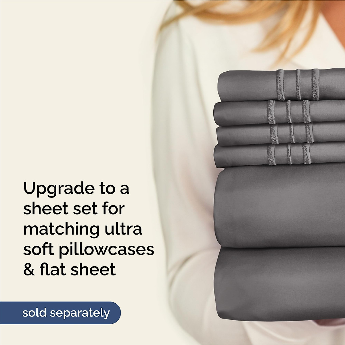 Extra Deep Cal King Fitted Sheet - Hotel Luxury Single Fitted Sheet Only - Easily Fits 18 inch to 24 inch Mattress - Ultra Soft, Wrinkle Free with Extra Deep Pockets - Breathable & Comfy - Dark Grey