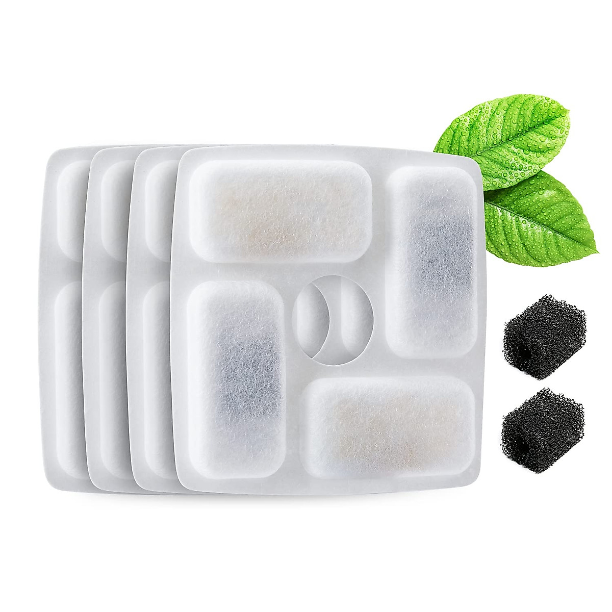 Ciays Cat Water Fountain Replacement Filter for 84oz/2.5L Automatic Pet Water Fountain Cat Fountain Dog Water Dispenser, 4 Pcs, White