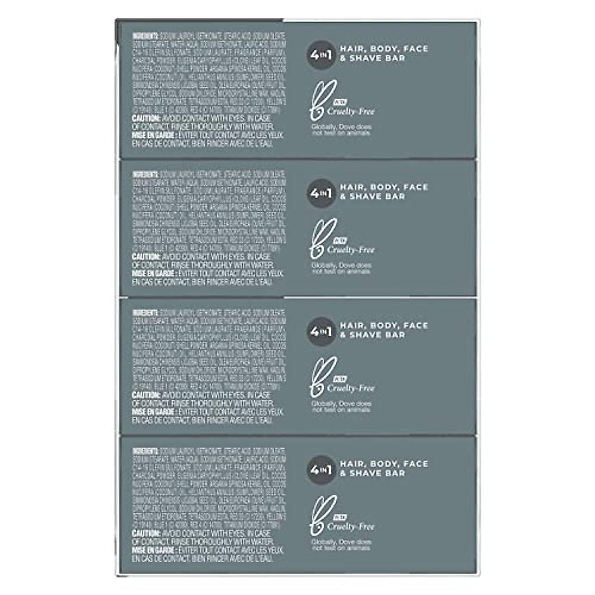 Dove Men+Care Natural Essential Oil Bar Soap Exfoliating Charcoal + Clove Oil 4 Count To Clean And Hydrate Mens Skin 4-in-1 Bar Soap For Men's Body, Hair, Face And Shave 5oz