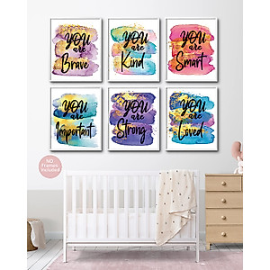 MTL HOE Girls Room Wall Decor Art Prints, Positive Quotes Kids Room Wall Art, Posters For Teen Girls Room, Girls Wall Decor Posters for Bedroom, Nursery Room, Playroom (Set of 6 8 X 10 In Unframed)