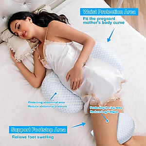 Clasymoon Pregnancy Pillows, Maternity Pillow,Pregnancy Pillows for Sleeping with Removable Cover,Pregnancy Body Pillow for Back Pain and Pregnant Legs,HIPS, Belly Support(3 in 1-Blue White)